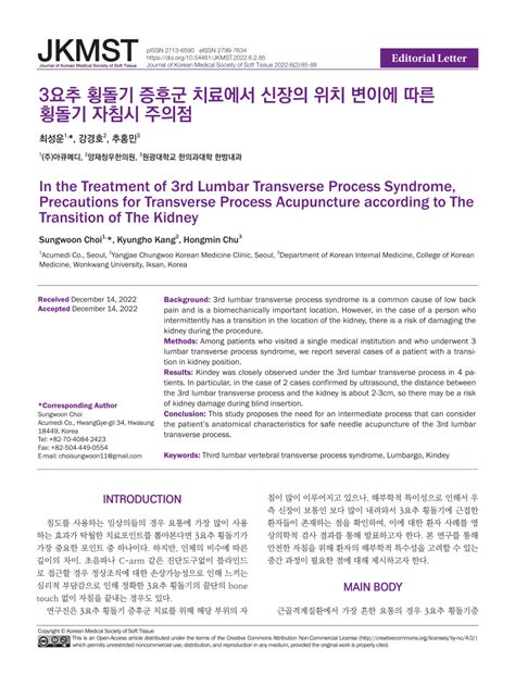 Pdf In The Treatment Of 3rd Lumbar Transverse Process Syndrome Precautions For Transverse