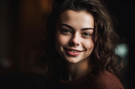 Premium Ai Image A Young Woman With Curly Hair Smiles At The Camera