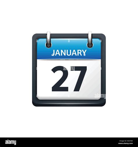 January 27 Isometric Calendar Icon With Shadowvector Illustration
