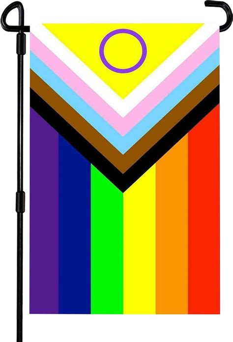 New Intersex Progress Pride Rainbow Garden Flag Double Sided Mini