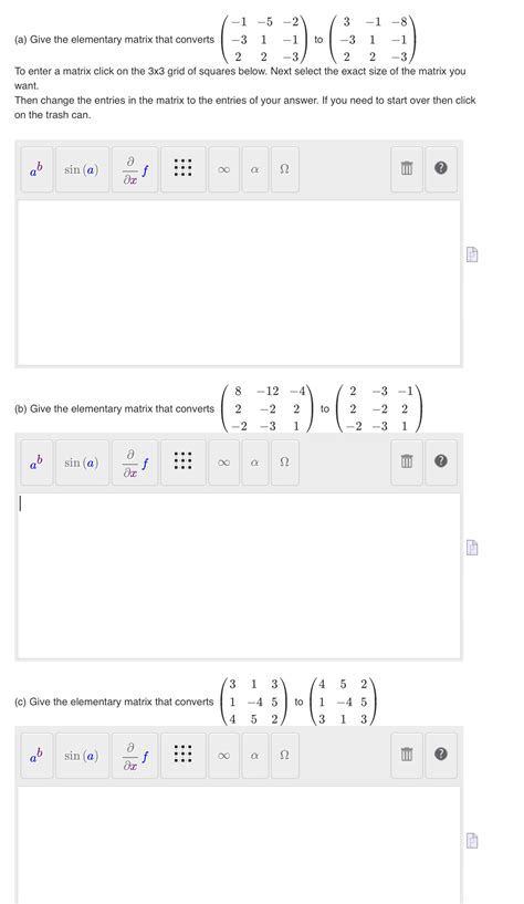 Solved A Give The Elementary Matrix That Converts