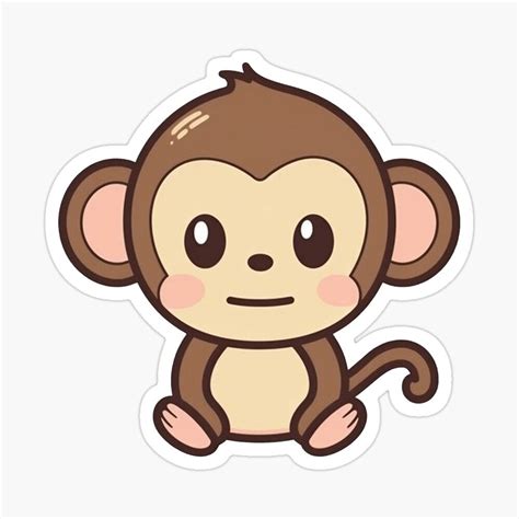 Kawaii Monkey Sticker Cute And Playful Cartoon Design