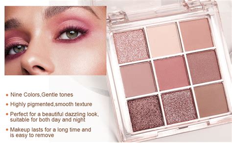 Cakaila 9 Colors Colorful Eyeshadow Palette Makeup Rose Gold Brown Nude Purple