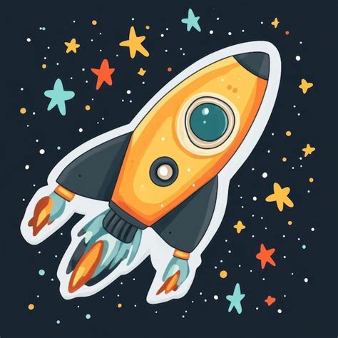Cute Rocket Ship In Space Premium Ai Generated Image
