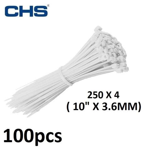 Chs Cable Tie 250 X4 10x3 6mm 100pcs White Nylon Cable Zip Tie Straps