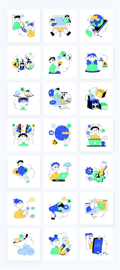 Animated Networking Illustrations On Yellow Images Creative Store 133360