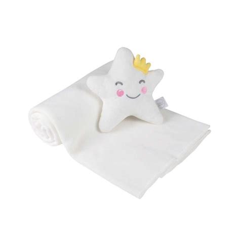 Doudou Et Son Plaid Blanc Etoile Textile Lit Bébé But