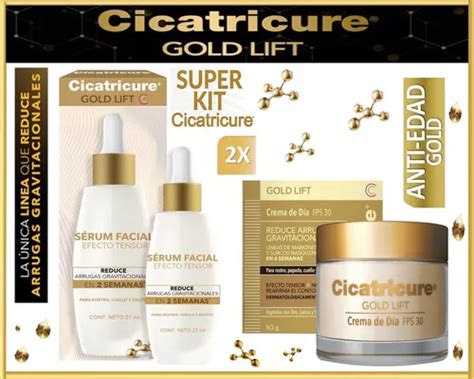 Kit Cicatricure Gold Dia Gold Litf Serum Facial Tensor Meses Sin Interés