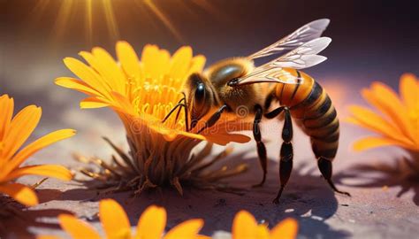 A Bee Collects Nectar Stock Illustration Illustration Of Nectar 369146242