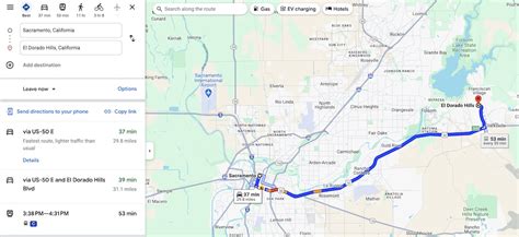 How To Measure The Distance From El Dorado Hills To Sacramento Sierra