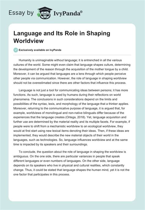 Language And Its Role In Shaping Worldview 320 Words Essay Example