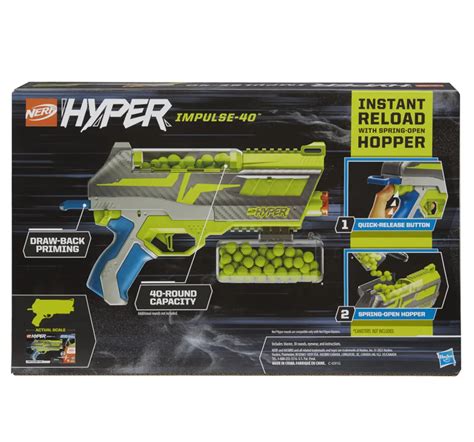 Nerf Hyper Impulse 40 Blaster 30 Nerf Hyper Rounds Spring Open Instant Reload Hopper Up To