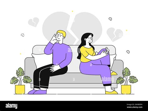 Crisis In Relationship Vector Linear Stock Vector Image And Art Alamy