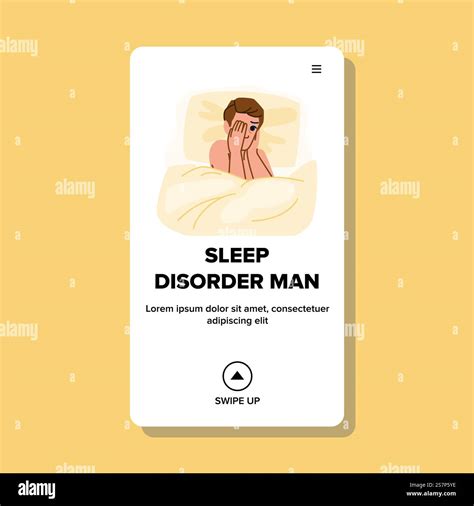 Less Sleep Disorder Man Vector Bed Night Stress Tired Anxiety Home