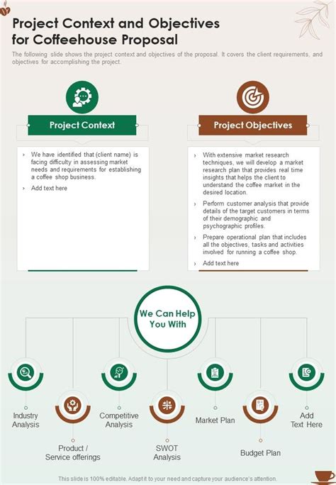 Project Context And Objectives For Coffeehouse Proposal One Pager