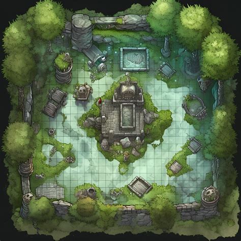 Enigmatic Forest Shrine Digital Battlemap For Dnd 5e Roll20 Fantasy
