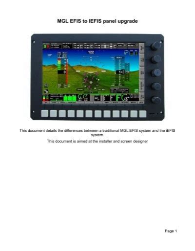 Migration From Current Efis Systems To The Iefis Mgl Avionics