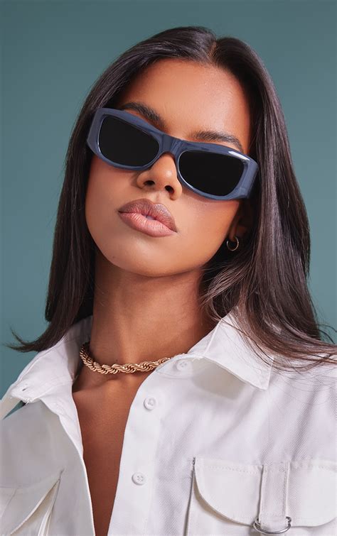 Charcoal Thick Arm Bug Eye Visor Sunglasses Accessories Prettylittlething Ca