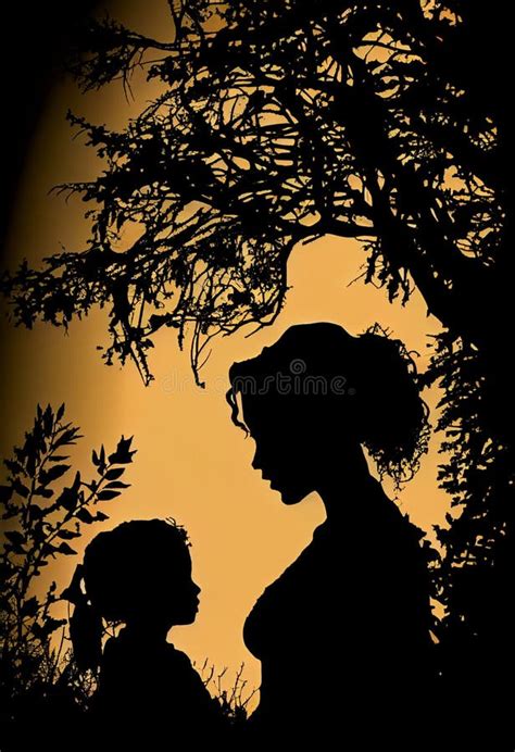 Silueta De Caminata De Madre E Hija Generado Por Ai Stock De