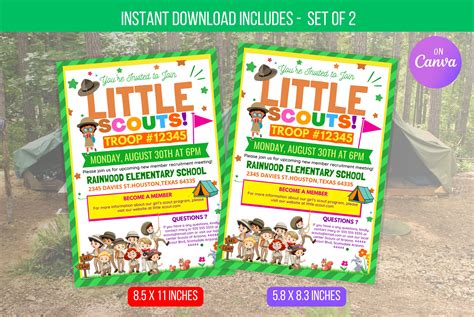 Editable Scout Recruitment Flyer Troop Informational Meeting Etsy
