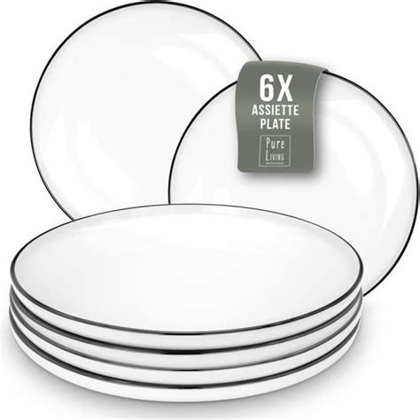 6x Assiettes En Porcelaine Grande Taille Scandi Set De Vaisselle