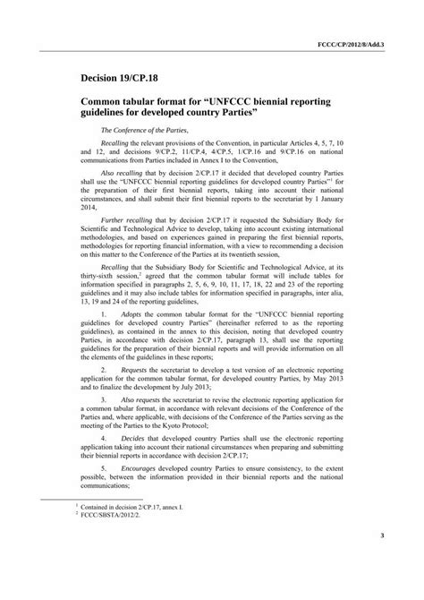 Pdf Common Tabular Format For “unfccc Biennial Reporting · Common