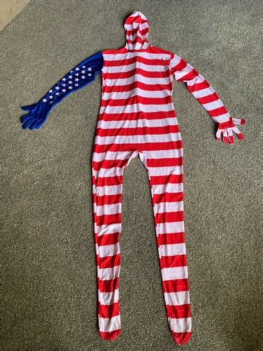 Morphsuit Usaflag Red White Blue Costume Size Large Fits 54” 510” Ebay