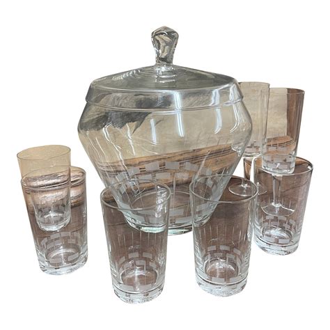 Vintage Mid Century Modern Nine Piece Drink Ware Set Chairish