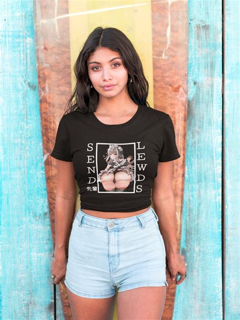 Lewd Anime Cat Girl Crop Top Anime Apparel Lewd Gamer T Shirt Weeb
