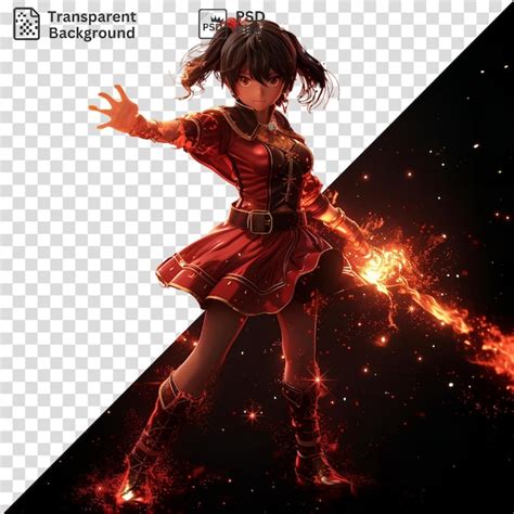 Premium Psd Megumin From Konosubaki Wearing A Red Dress And Black Belt With Long Black Hair