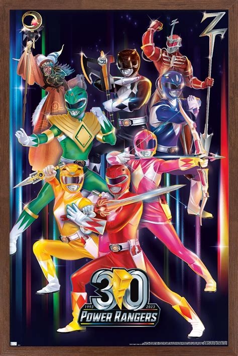 Power Rangers 30th Group Wall Poster 14 725 X 22 375 Framed