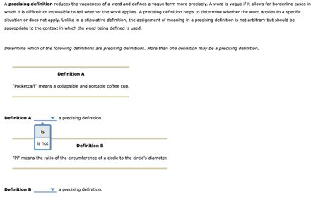 Solved A Precising Definition Reduces The Vagueness Of A
