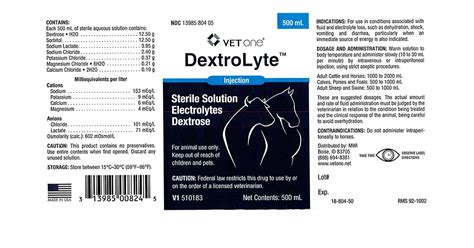 Dextrolyte Mwi Vetone Veterinary Package Insert