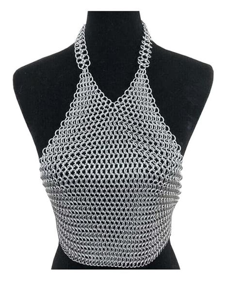 10 Mm Chainmail Crop Halter Top For Women Stylish Aluminum Butted