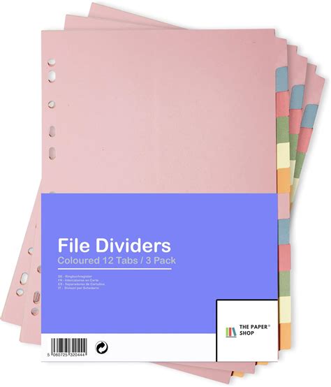 [10 Pack] A4 File Dividers 12 Part A4 Subject Dividers 12 Part Card