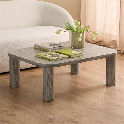 Schijndel Wooden Rectangular Coffee Table In Grey Marble Effect