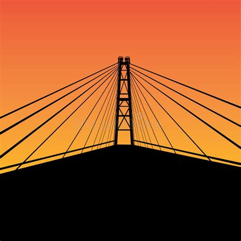 Cable Stayed Suspension Bridge Stock Vector Illustration Of Isolated