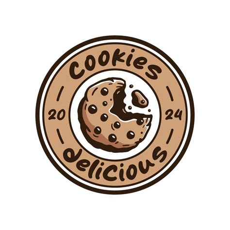 Cookie Logo Vector Isolated On White Background Hand Drawn Circular