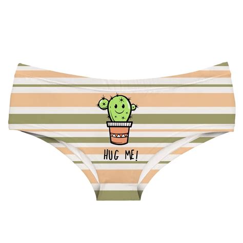 Leimolis Hug Me Cactus Striped Funny Print Sexy Hot Panties Female