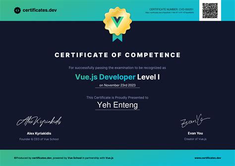 Yeh Enteng Certified Mid Level Vuejs Developer Certificatesdev