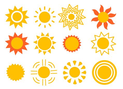 Minimal Sun Icons Big Set 23368099 Vector Art At Vecteezy