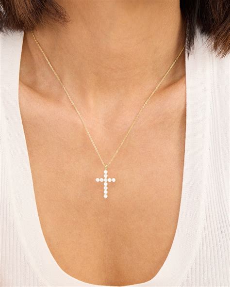 Oh She Fancy Small Cross Pendant Silver White Diamondettes