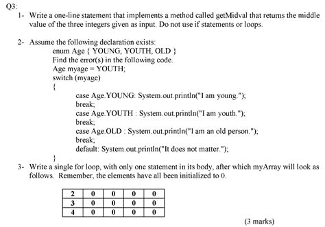Solved Q3 1 Write A One Line Statement That Implements A