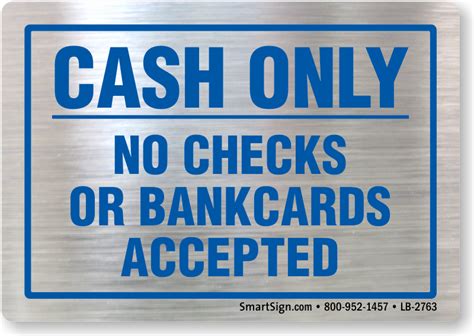 Cash Only No Checks Or Bankcards Accepted Labels Pack Of 5 Sku Lb 2763