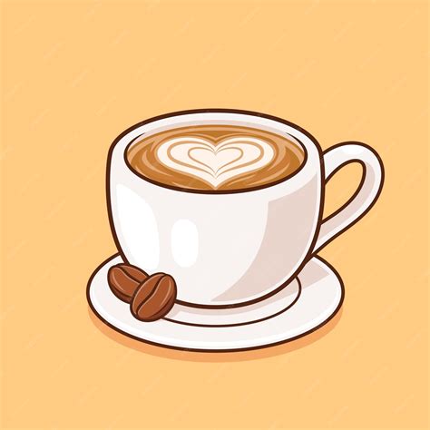Cartoon Espresso Coffee Latte Art Love Design Vector Illustration