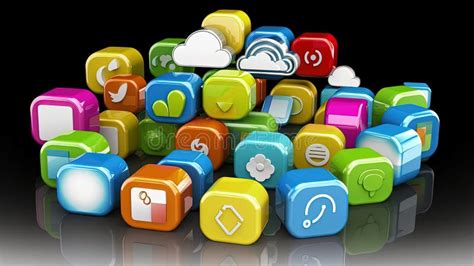 Cloud Computing Application Icons 3d Generative Ai Stock Illustration