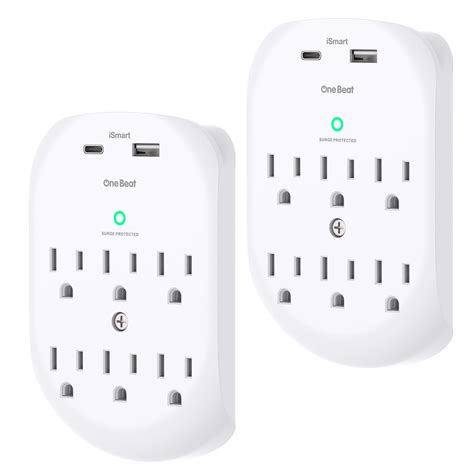 2 Pack Surge Protector Outlet Multi Plug Outlet Adapter