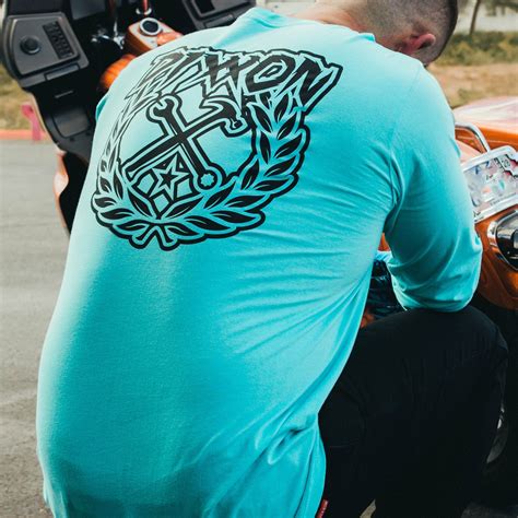 Mens Work Hard Party Crest Long Sleeve T Shirt Tiffany Dixxon