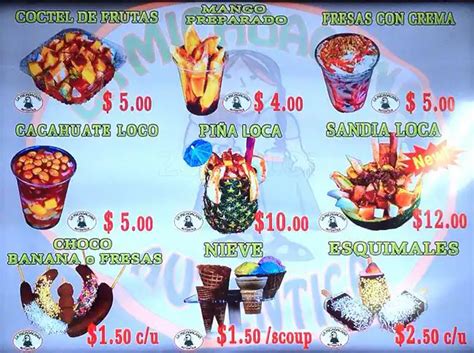 Paleteria La Michoacana Menu Menu For Paleteria La Michoacana
