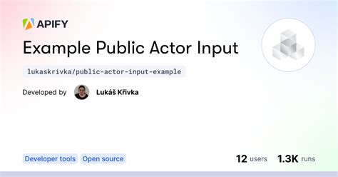 Issues · Example Public Actor Input · Apify
